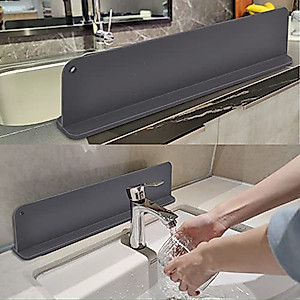 Kitchen Sink Splash Guard - Silicone Splash Guard for Water Sink, Bathtub, Faucet, Sink Backsplash Guard Behind Faucet (17.3 x 4.1 Inch) – Grey