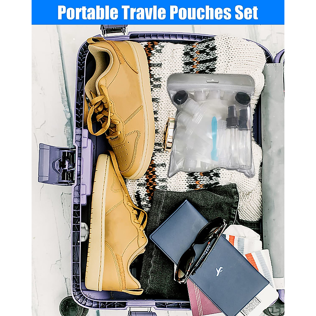 17 Pack Travel Pouches for Toiletries,TSA Approved,Travel Size Portable Containers,Stand Up Pouch,Refillable Travel Accessories for Shampoo Conditioner Lotion Soap Liquids (A-17pcs)