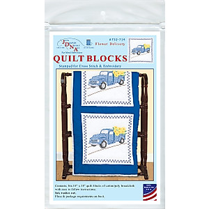 Jack Dempsey Quilt Blocks 18X18 W Flower DEL, White