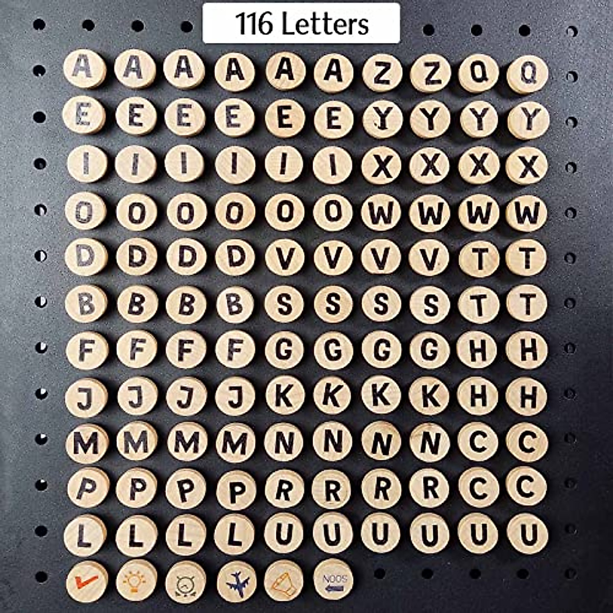 Pegboard Letters and Emojis for 1/4" Hole Pegboard Craft Pegboard Accessories Material: French Beech