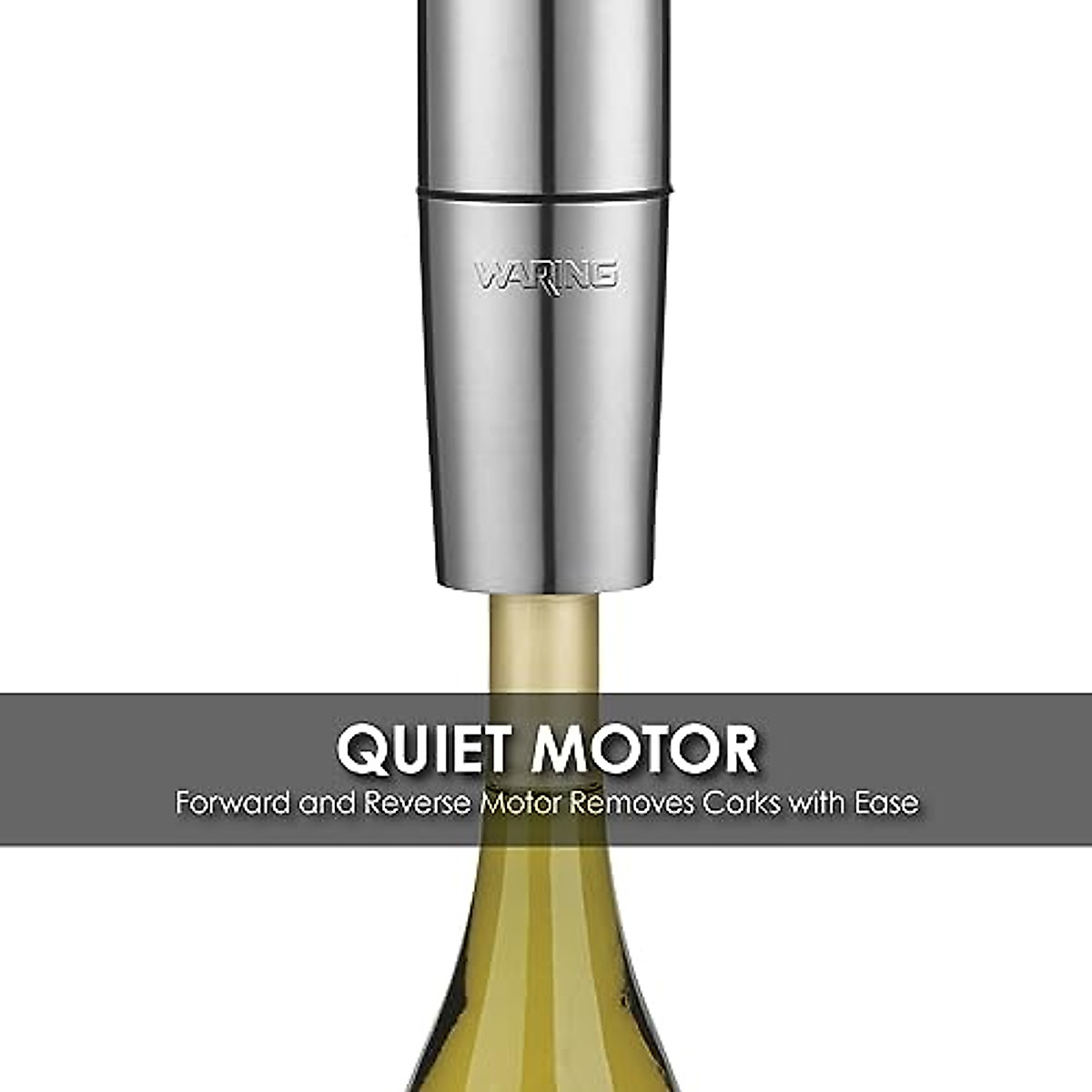 Waring Commercial WWO120 Portable Electric Wine Bottle Opener with Recharging Station,Silver