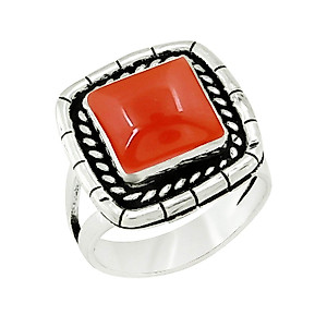 5, 85Cts Solitaire Natural Carnelian 925 Silver Plated Ring Size 10, 5 For Women, Handmade Orange Stone July Birthstone Ring Jewelry Gift For Women Mom Wife