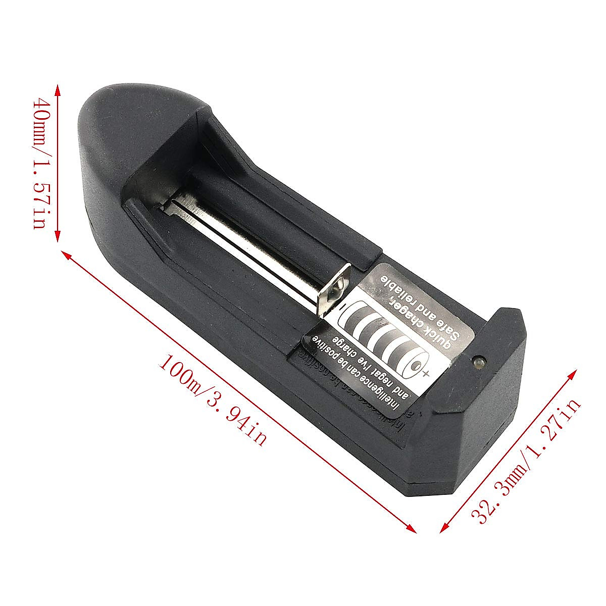 E-outstanding Wall Charger Black 3.7V Single Slot Rechargeable Battery Charger for 18650 18350 16340 14500 14000 Li-ion Battery