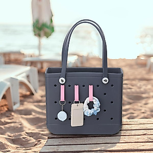 Lenink Hook Accessories Compatible with Bogg Bag, 3 Pack Insert Charm Keychain Holder for Beach Totes Bags, Hanging Keys, Water Bottles (Pink)