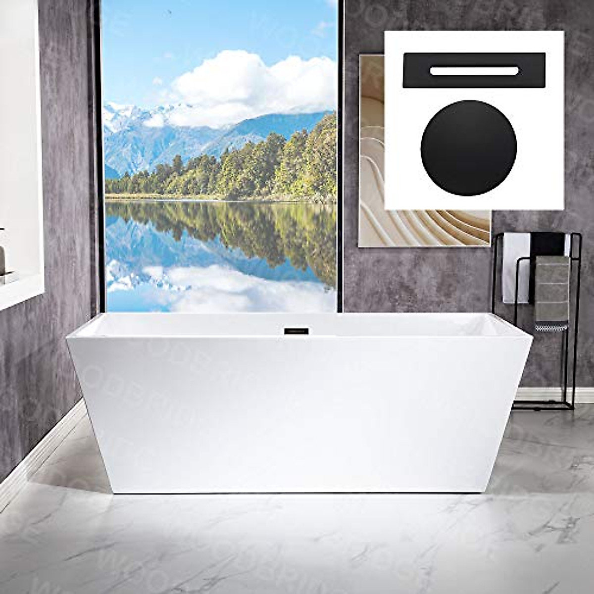 WOODBRIDGE BTA1512-MB-Drain&O Bathtub, 67 Inch, Matt Black