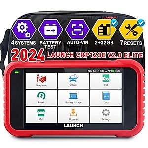 LAUNCH OBD2 Scanner CRP123E Elite, Lifetime Free WiFi Update Scan Tool, FCA Autoauth, SAS Calibration/Throttle Reset/Oil Reset Diagnostic Scanner, Multi Systems Car Scanner, Battery Test, Auto VIN