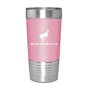iPick Image for Ford Bronco 20 oz Dual-Wall Insulated Stainless Steel with Pink Silicone Sleeve Travel Tumbler