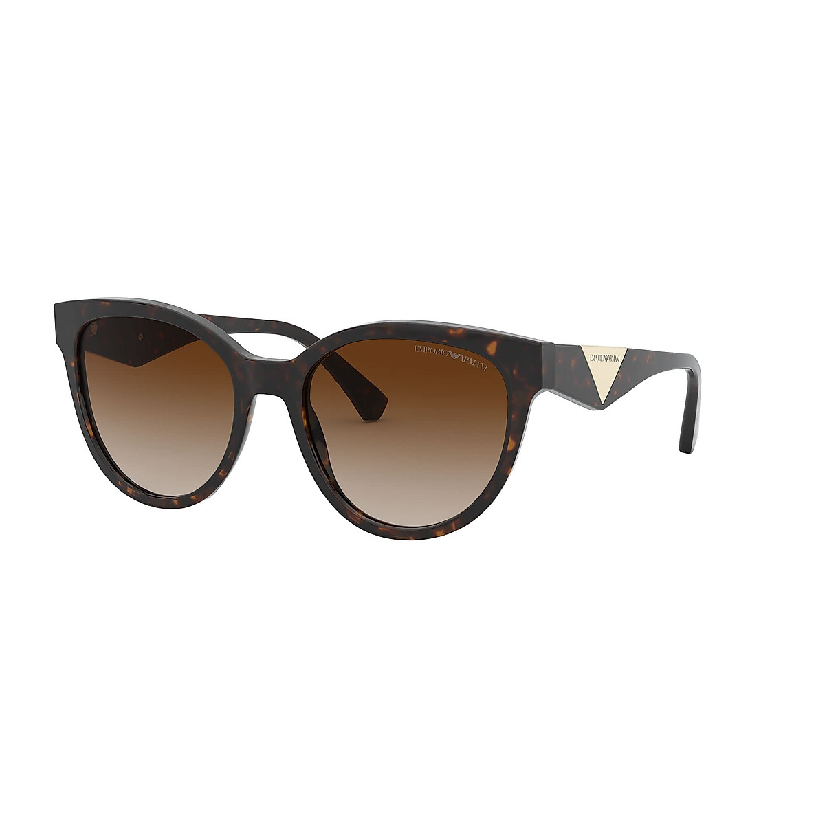 Emporio Armani Women's EA4140 Cat Eye Sunglasses, Shiny Havana/Gradient Brown, 55 mm