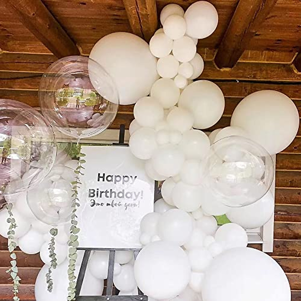 SANERYI White Balloons Garland Arch Kit (Pack of 150) Matte Latex Balloon Different Sizes for Wedding Baby Shower Decorations (18 10 5 Inch)