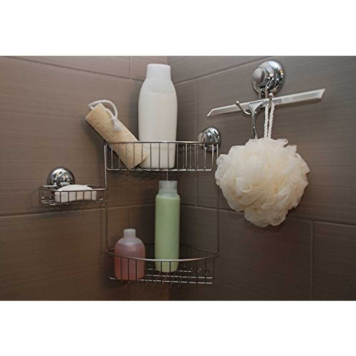 MaxHold No-Drilling/Suction Cup Soap Dish/Soap Basket - Vaccum System - Stainless Steel Never Rust - for Bathroom & Kitchen Storage