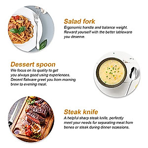 48 pieces Silverware with orgainzer, KITWARE Flatware Service for 8, Stainless Steel Utensil with metal tray, Home & Kitchen Mirror Polish Cutlery, Dishwasher Safe