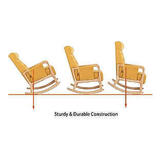 Rocking Chair with Ottoman, Nursery Glider with Thick Padded Cushion & Tall Backrest (Microfiber Fabric in Rustic Coffee)