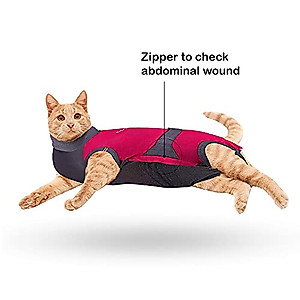 MAXX CAT E Collar Alternative Medical Pet Clothing Recovery suit for Cats After Surgery Wear Wound Bandage Protection Anti Anxiety Body Wrap (S, Pink)