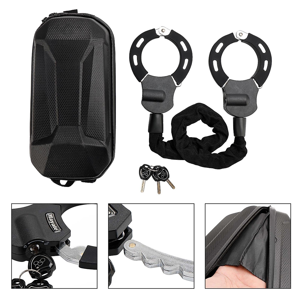 Areyourshop Motorcycle Bike Electric Scooter Lock with Key 60cm Chain Lock Anti Theft W/Bag