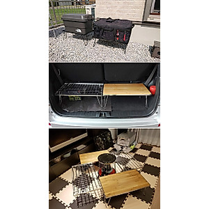 camping moon 2Pcs Outdoor Folding Multipurpose Storage Rack with Carrying Bag, Steel Plating Black T-230-2T