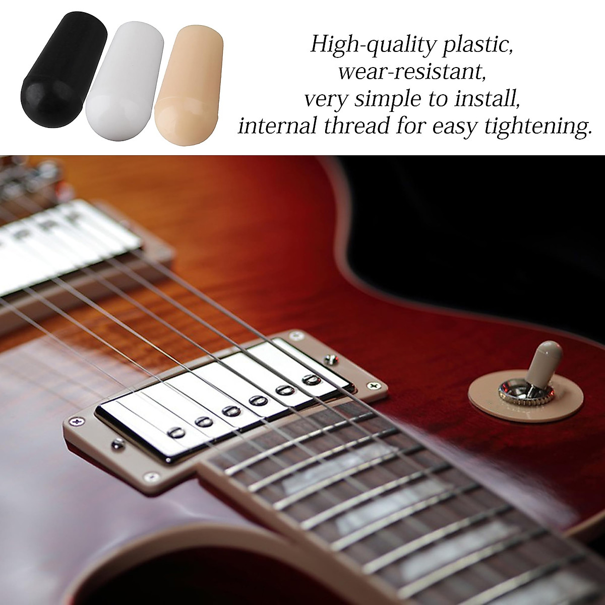 BQLZR Guitar Switch M3.5 Plastic 3 Way Toggle Switch Knob Caps with Threaded Inside for Electric Guitar Pack of 30