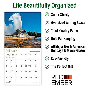 RED EMBER Wonders of Planet Earth 2023 Hangable Monthly Wall Calendar | 12" x 24" Open | Thick & Sturdy Paper | Giftable | Absolutely Astounding