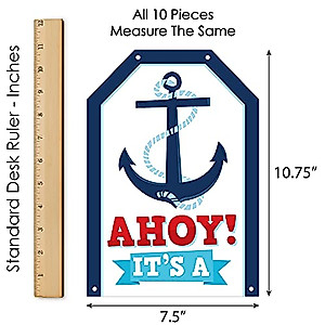 Big Dot of Happiness Ahoy It’s a Boy - Hanging Vertical Paper Door Banners - Nautical Baby Shower Wall Decoration Kit - Indoor Door Decor