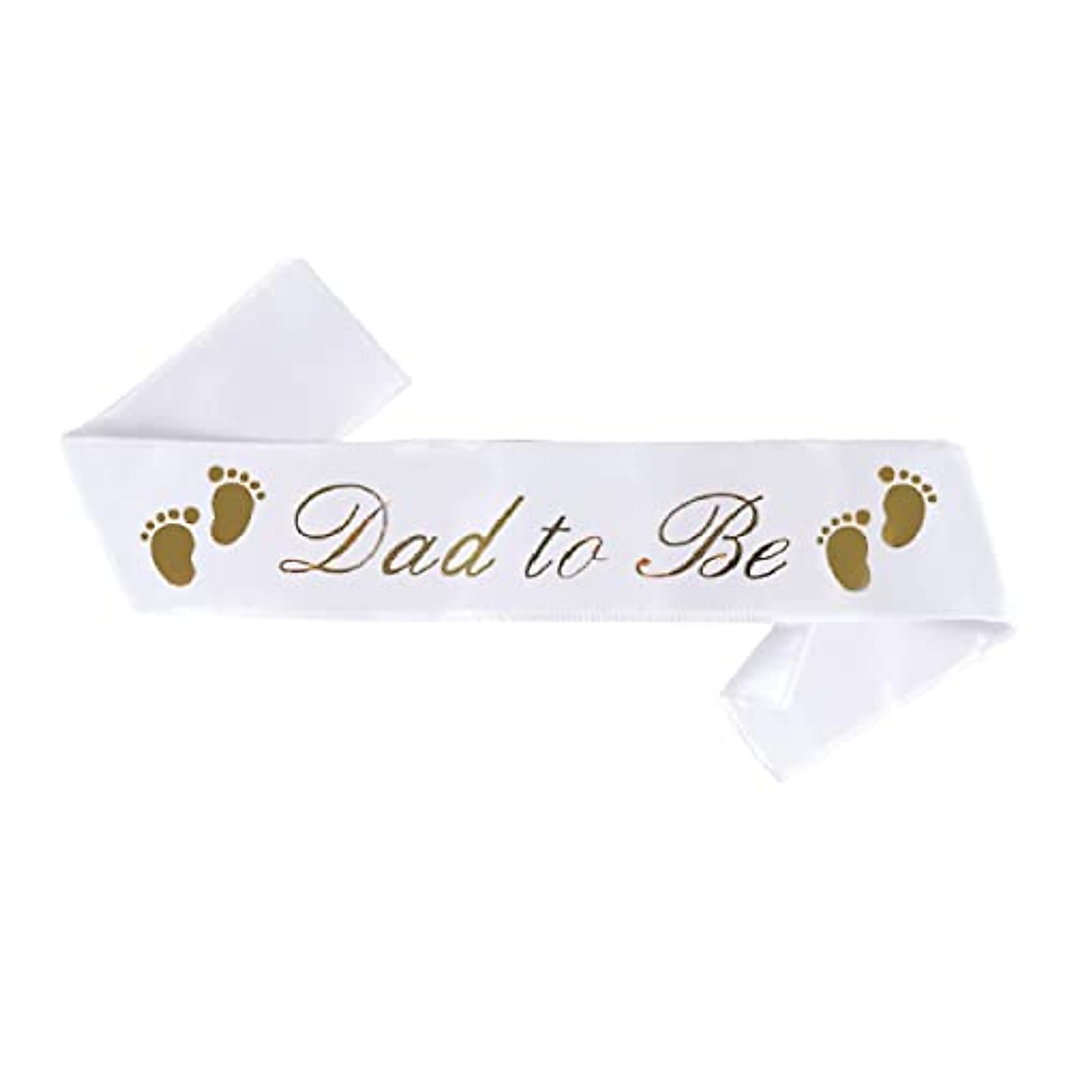 Dad to Be Sash - Classy Baby Shower Sash for Daddy to Be, (White w/Gold Lettering) Baby Shower Party Decorations, Gifts, Favors, Supplies Boy & Girl, Dad to Be Gender Reveal Father to Be (White)