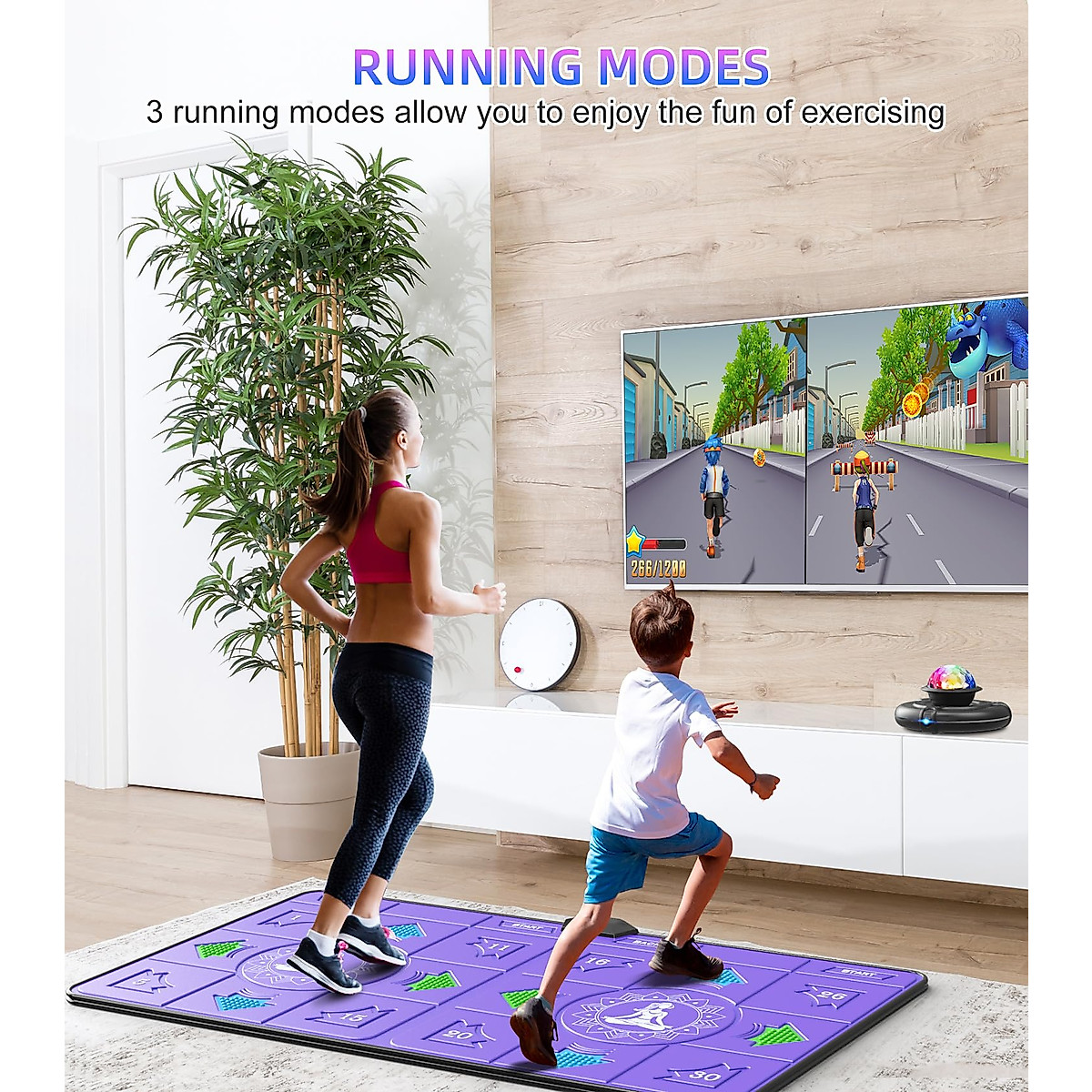 FWFX Dance Mat for Kids and Adults, Exercise & Fitness Dance Pad Game for TV, Double User Wireless Dancing Mat, Musical Electronic Dance Mats with HD Camera, for Girls & Boys Ages 6+