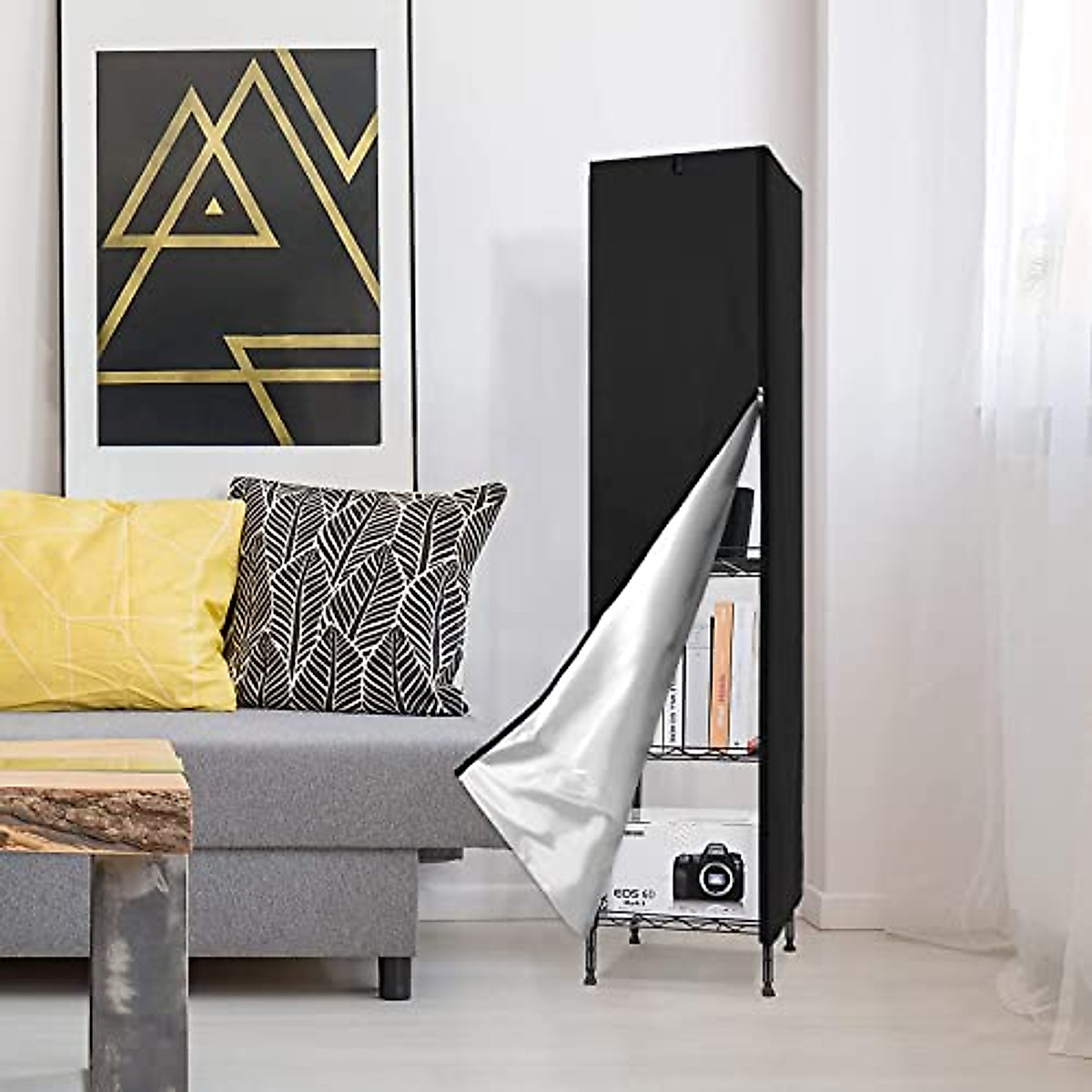 Sealcover 5 Tier Wire Shelving Cover, W12*D12*H50 High Density Rack Cover, Black Storage Shelf Wire Cover, Storage Rack Cover Used to Cover Sundries.