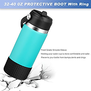 FLORAPELL Boot for Hydro Flask 12 16 18 20 21 24 32 40 oz Water Bottle, Silicone Hydroflask Boots Protective Bottom Sleeve Cover for Hydro Water Bottles (Black, Fits 32 oz and 40 oz Bottles)