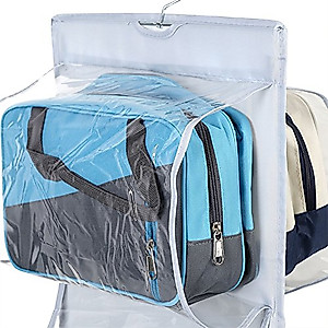 Hanging Handbag Organizer for Closet, Clear Hanging Purse Organizer Storage for Purses and Handbags with 10 Pocket for Bedroom(Light Grey)