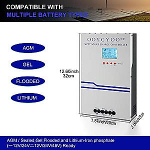 100 Amp MPPT Solar Charge Controller 48V 36V 24V 12V Auto,PV 150V Max Input Solar Panel , 100A Solar Panel Regulator Max Input Power 5000W, for AGM Sealed Gel Flooded Lithium Battery