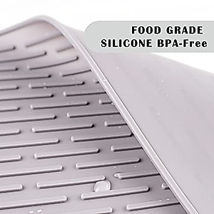 LeMuna Silicone Dish Drying Mat, Kitchen Sink Mat Non-Slip Easy Clean Heat-resistant, Dish Drainer Mat for Kitchen Counter, Sink, Refrigerator or Drawer liner (12" x 16")