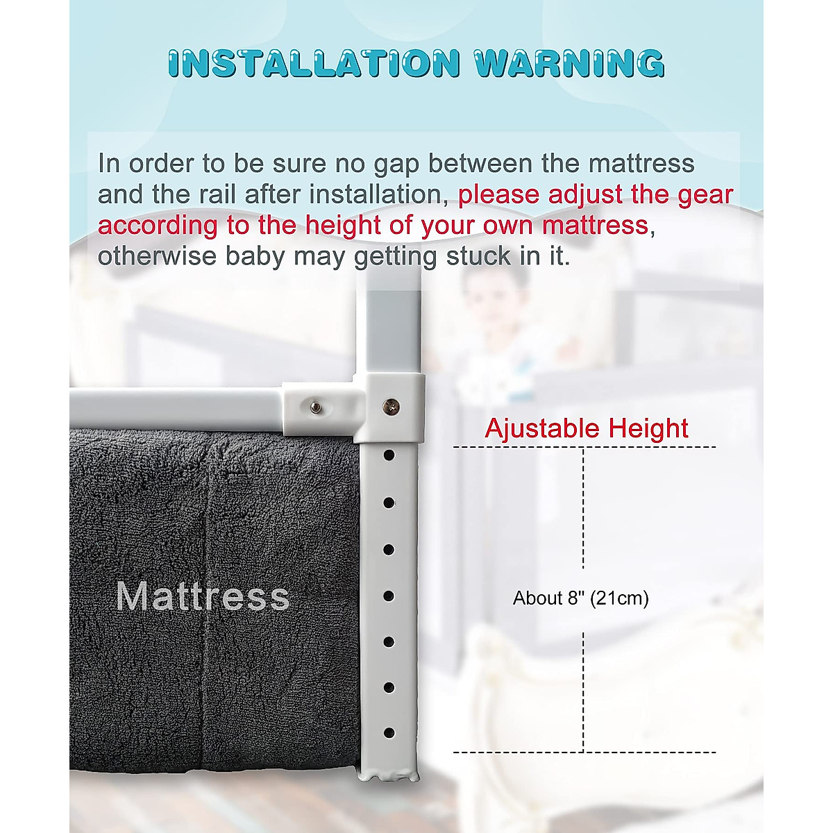 MBQMBSS 2 Pack Toddler Bed Rail Guards for King and Queen Size Beds, Stable Protective Side Railing for Kids Children