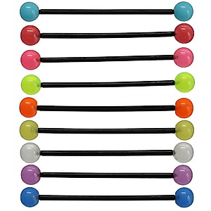 Oasis Plus 9pcs 14G 2 Inch Glow in The Drak Industrial Barbell Pregnancy Sport Maternity Navel Belly Button Ring