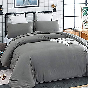 CLOTHKNOW Grey Comforter Sets Queen Dark Gray Bedding Comforter Sets Mens Boys Comforter Charcoal Comforter Queen Sets Dark Gray Bed Comforter Queen for Queen Bed Comforter 3Pcs Gray Queen Comforter