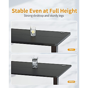 CubiCubi 55 x 24 Inch Standing Desk with Drawer, Electric Stand up Adjustable Height Electric Stand up Desk, Sit Stand Home Office Desk, Ergonomic Workstation Black Steel Frame/Rustic Brown Tabletop