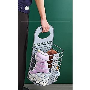 Matata Collapsible Foldable Laundry Basket with Handles Hanging Bathroom Dorm Apartment 2 Pack (white+grey)