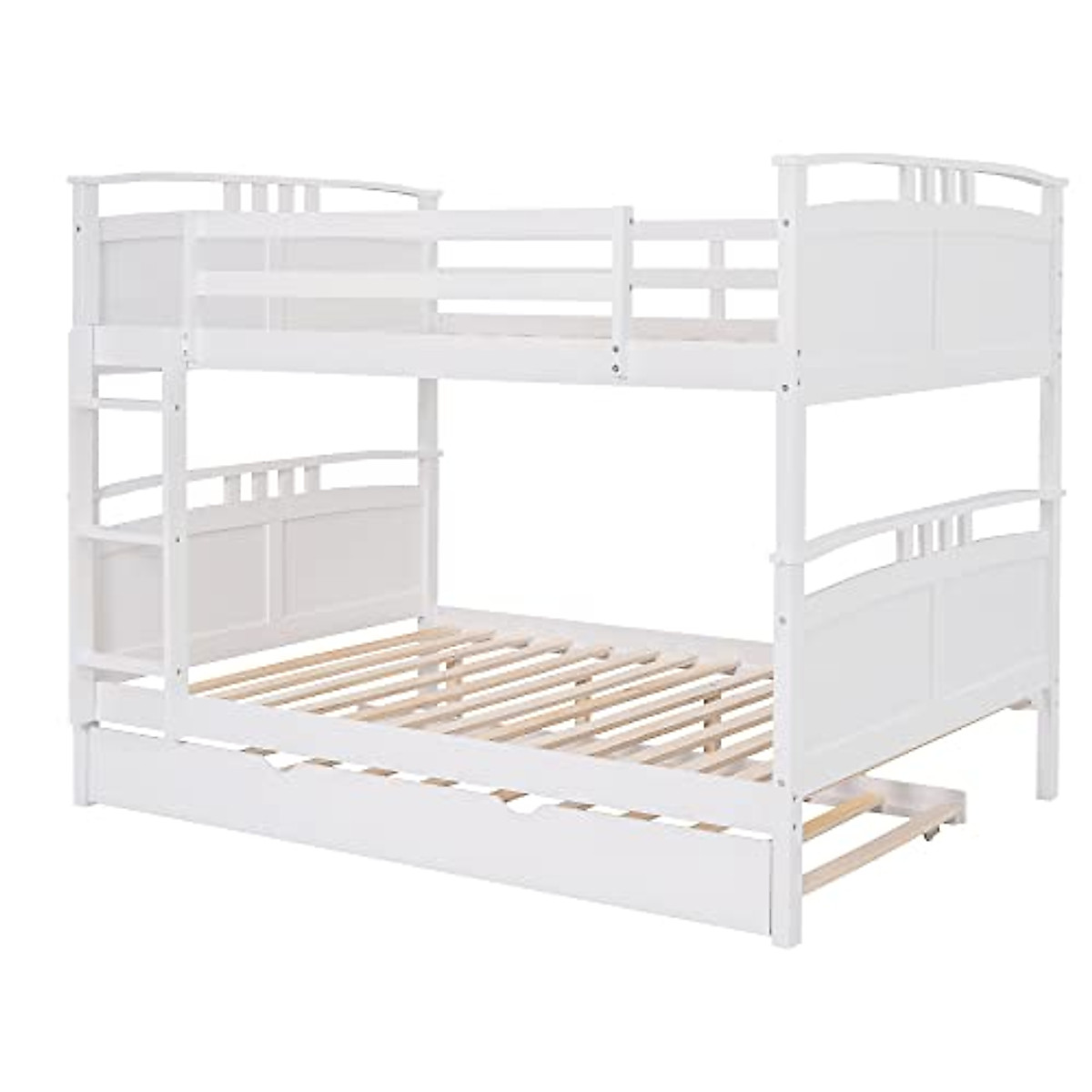 Lifeand Full-Over-Full Bunk Bed with Twin Size Trundle,Separable Bunk Bed for Bedroom,White