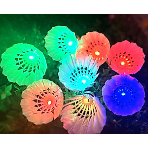Inngree LED Badminton, [10 Pack] Colourful Shuttlecock Dark Night Goose Feather Glow Birdies Lighting Outdoor Indoor Sport Activities(10PCS)
