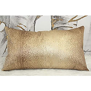 Gold Metallic Throw Pillow with Foil Leaf Design Case + Insert Gold Throw Pillow
