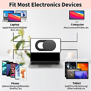 Webcam Cover (3 Pack) Yilador 0.027 inch Ultra Thin Laptop Camera Cover Slide for Computer Macbook Pro/Air iMac iPhone Cell Phone PC Tablet Notebook Surface Pro Echo Show Camera Blocker Slider - Black