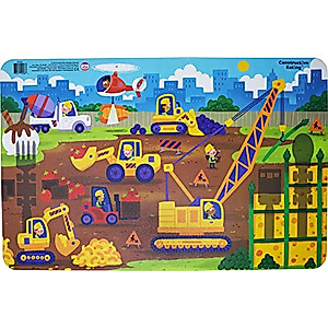 Constructive Eating Made in USA Toddler Dining Set: Kids Placemats for Dining Table with Construction Plate & Utensils, Perfect Toddler Boy Gifts or Toddler Girl Gifts for 2 Year Old, Toddler Forks and Spoons for Picky Eater