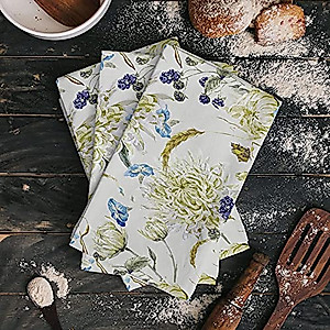 Big buy store Chrysanthemum Flower Butterfly Kitchen Dish Towels, Soft Lightweight Microfiber Absorbent Decorative Hand Towel White Tea Towel Guest Towel for Kitchen Bathroom 18x28in