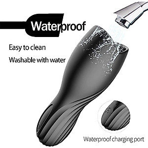 pawsey Male Masturbator Electric Pocket Unisex Masturbator Dual-Use Vagina Mode Penis Stimulation Toy with Thrust Rotating Hoody Sex T-Shirt Sex Toy Black 85k