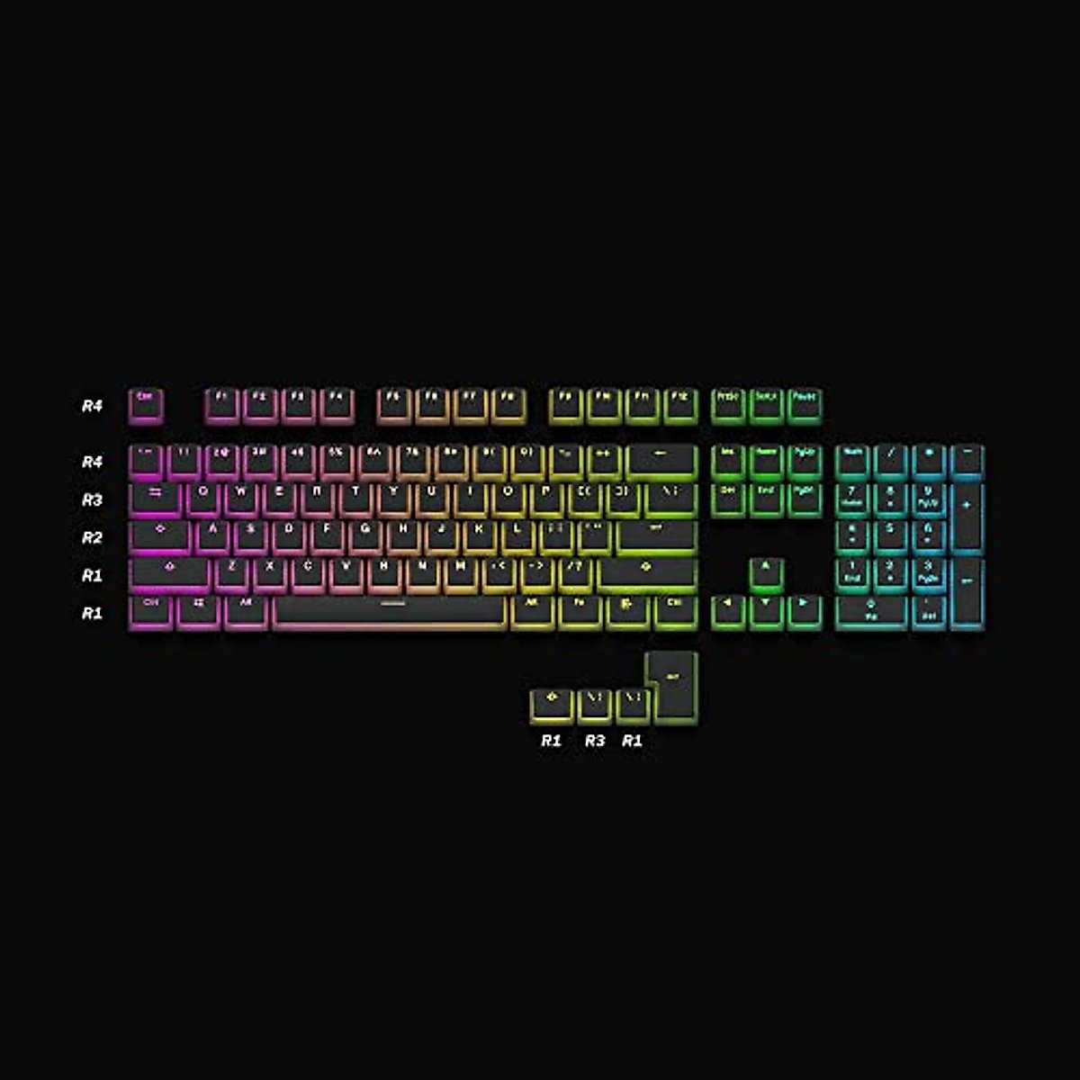 HK Gaming Pudding Keycaps Set | Doubleshot PBT Keycap Set | Full 108 OEM Profile Key Set | ANSI US-Layout | for Mechanical Keyboard | Compatible with Cherry MX, Gateron, Kailh, Outemu | Black