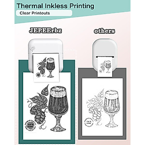 Mini Printer Portable, Inkless Sticker printer with 8 Rolls Paper, Bluetooth Wireless mini thermal printer, Print Pod Compatible with iOS + Android for Journal, Memo, Photo, DIY, Work, Gifts (Pink)