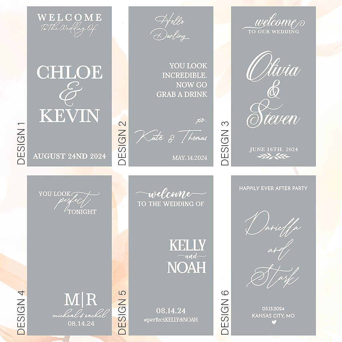Personalized Welcome to Our Wedding Mirror Sign Decal DIY - Customized Bride and Groom Names - Lettering Elegant Happily Ever After Party Vinyl Sticker Wall Reception Decor