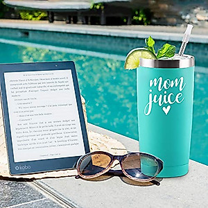 GINGPROUS Mom Gifts, Mom Juice Travel Tumbler with Lids, Birthday Christmas Gifts for Mom New Mom Mothers to be Wife Women Mother's Day, 20 Oz Double Vacuum Insulated Stainless Steel Tumbler, Mint