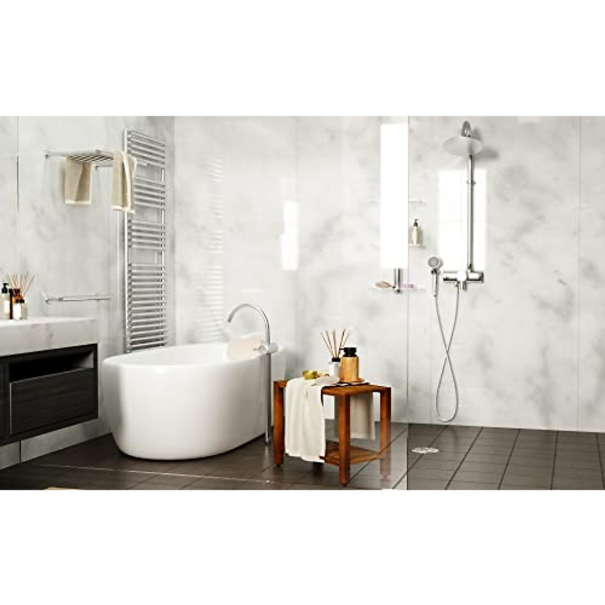 TeakCraft Teak Shower Bench with Shelf 21 Inch, Fully Assembled Teak Wood Shower Stool, Shower Bench for Elderly, Indoor and Outdoor Use, The Theia