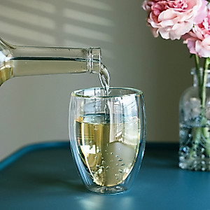 BTaT- WineGlass, 4 Pack, 12 oz (350 ml), Double Wall Insulated, Double Wall Glass Cup, Stemless Wine Glass, Glasses for Wine, Wine Glasses Stemless, Stemless Wine Glass Set, Short Wine Glasses