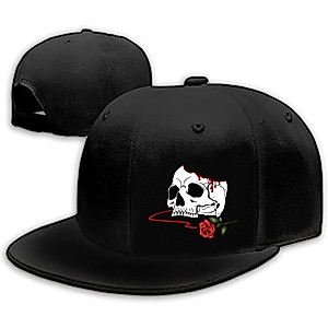 Horror Skull Rose Hat Fashion Reaper Grim Snapback Hats for Men Flat Bill Brim Snap Backpack Trucker Hats Adjustable Men's Horror Baseball Caps