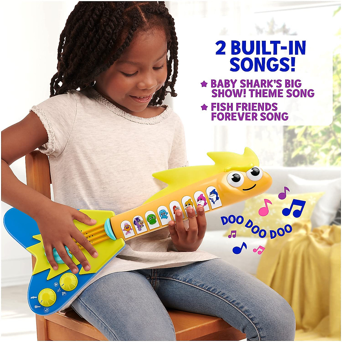 WowWee Baby Shark's Big Show! EEL-ectric Guitar – Interactive Musical Toys for Toddlers – Lights and Sounds Toy Guitar