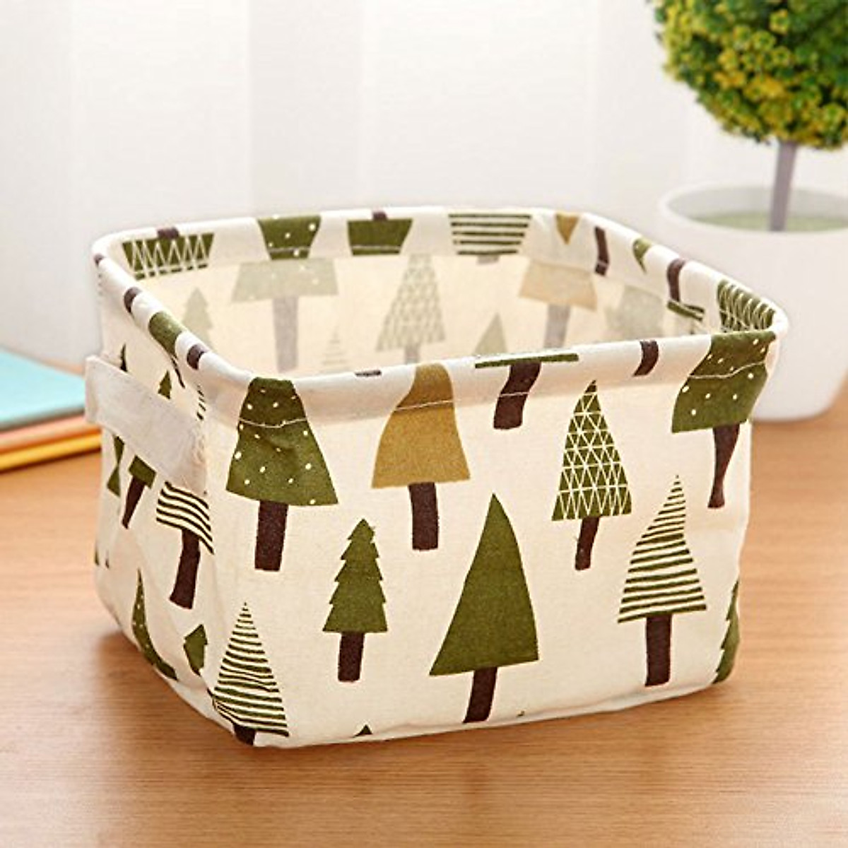 CALISTOUS 1PC Stationery Handicraft Storage Basket Linen Desk Storage Box Tree
